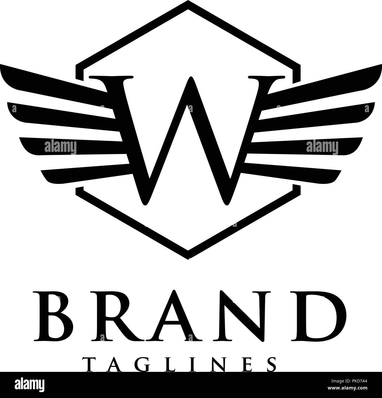 letters W with wings and hexagon logo vector, Creative Letter W with ...