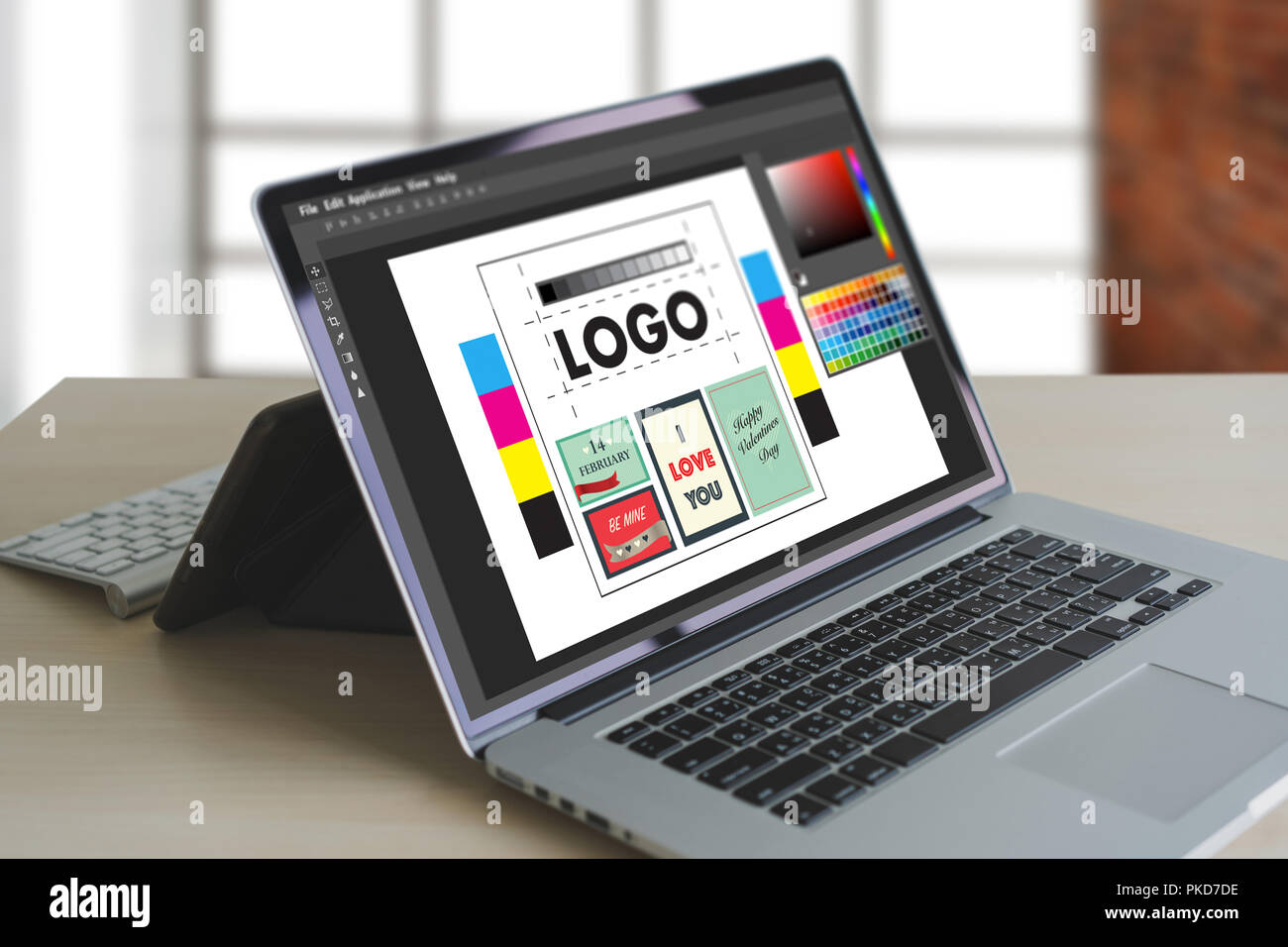 Creative Designer Graphic at work. Color swatch samples, Illustrator ...