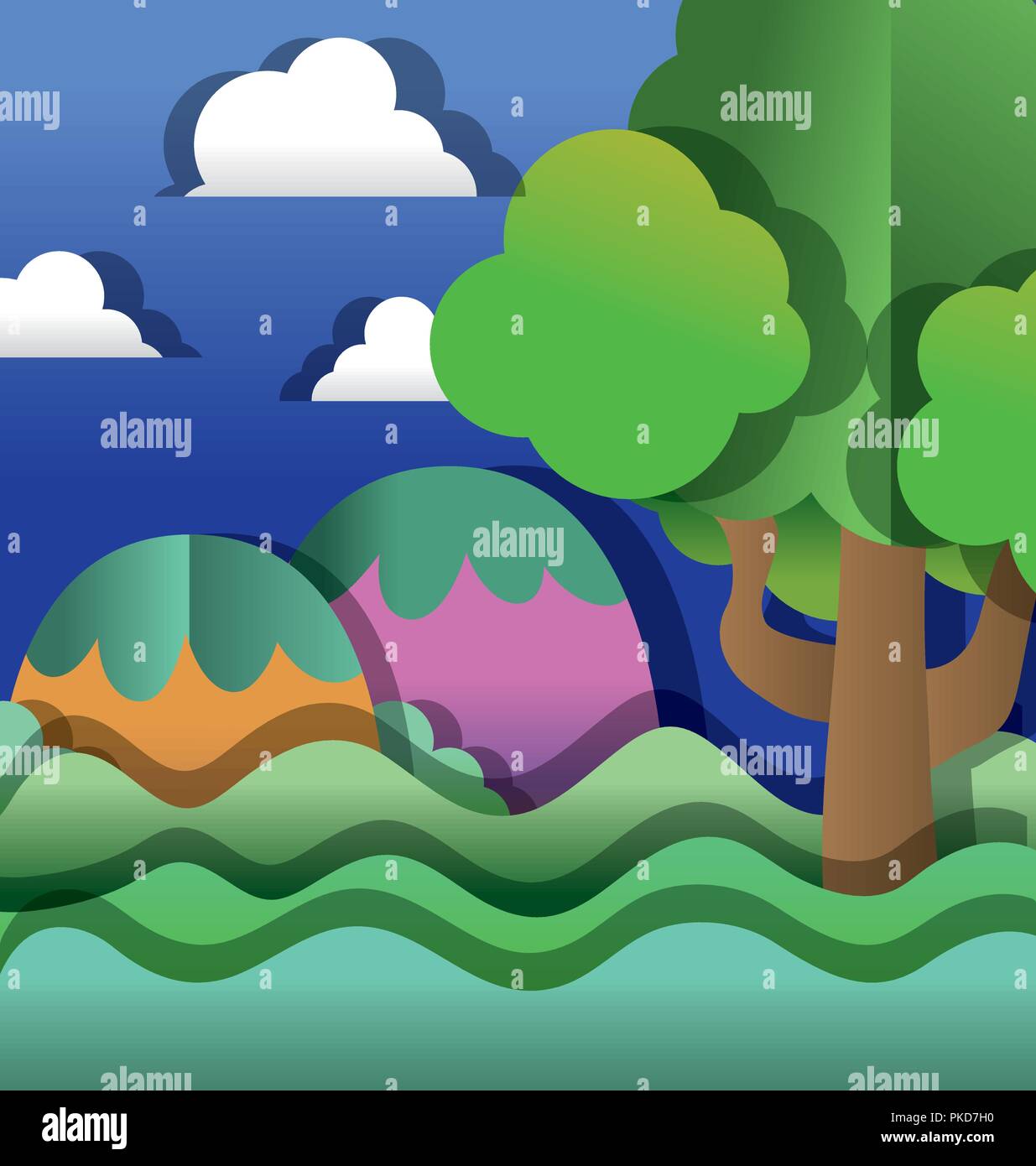 Paper art scenery Stock Vector Image & Art - Alamy