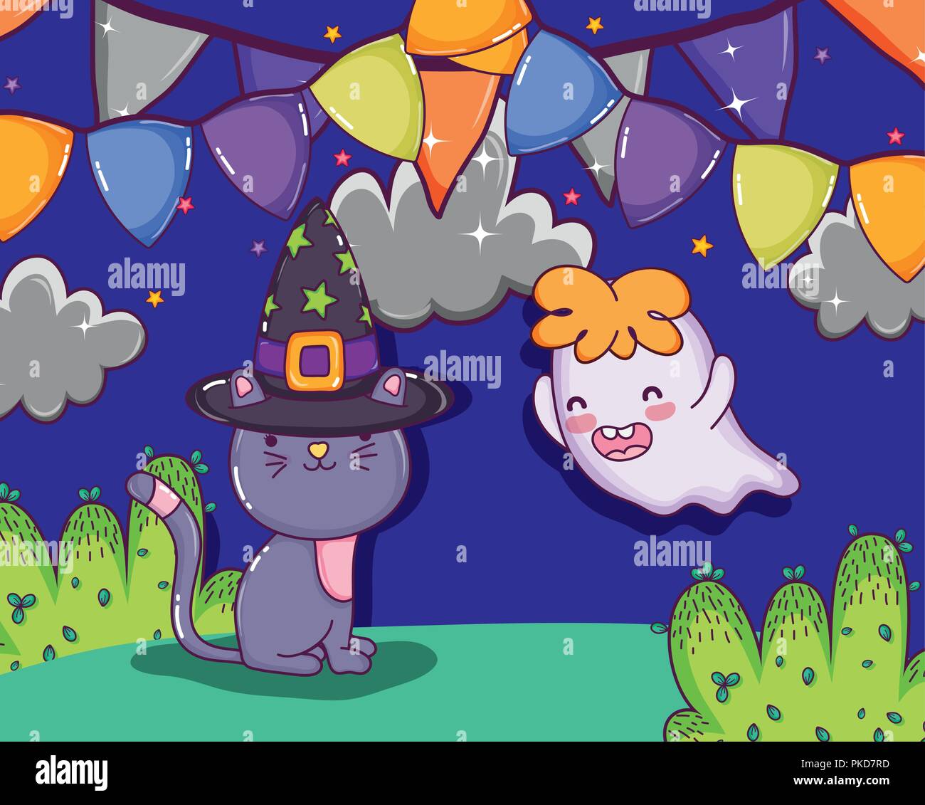 Happy halloween cartoons Stock Vector Image & Art - Alamy