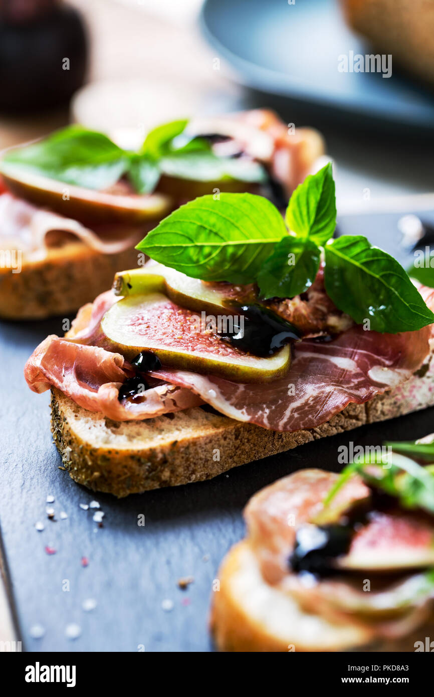 Prosciutto ,Coppa,pepperoni and Fig on Sourdough bread Stock Photo - Alamy