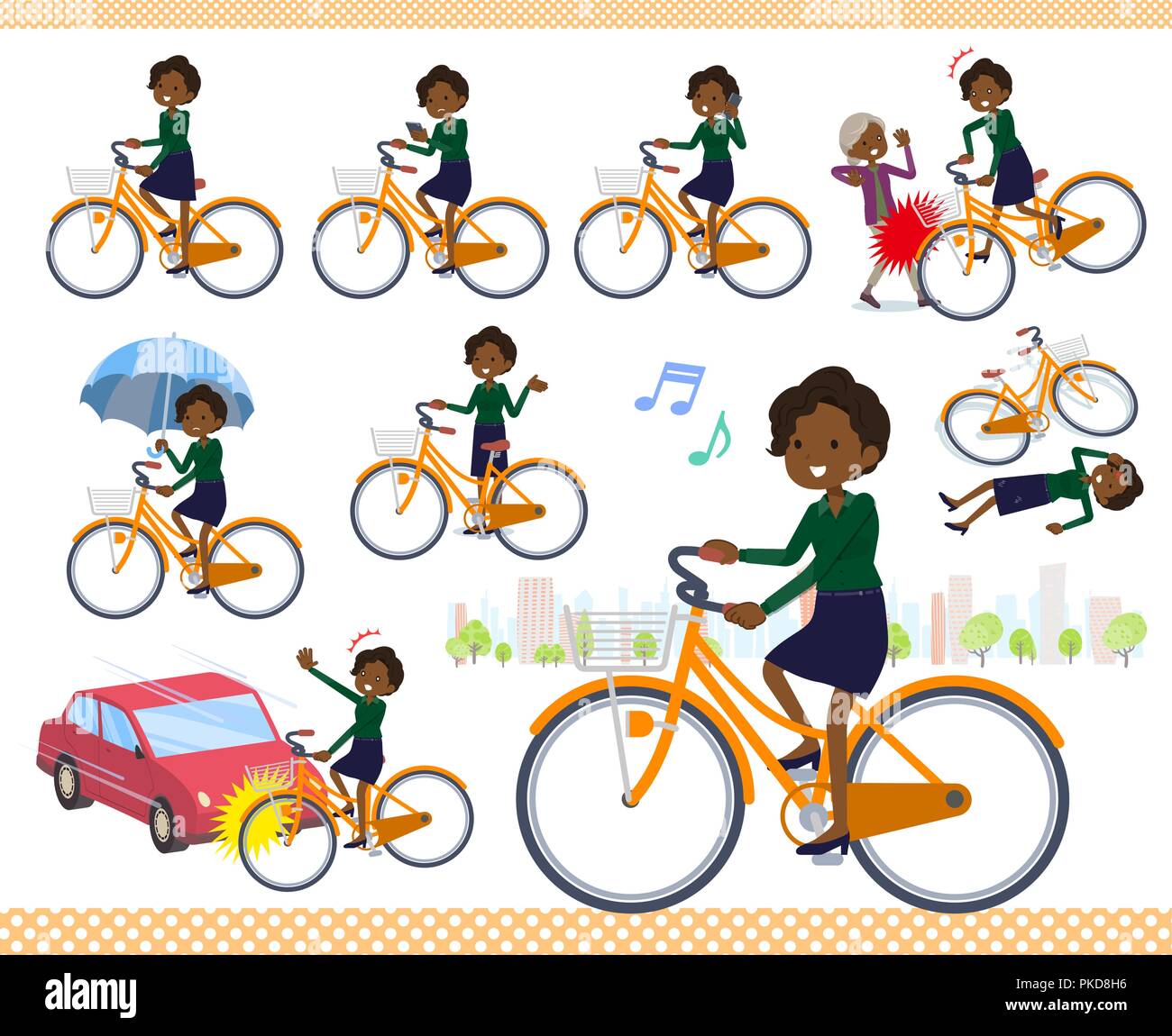 A set of women riding a city cycle.There are actions on manners and ...