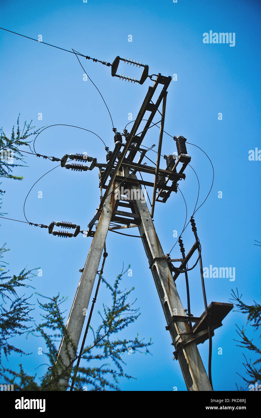 Wire lines blue cables hi-res stock photography and images - Alamy