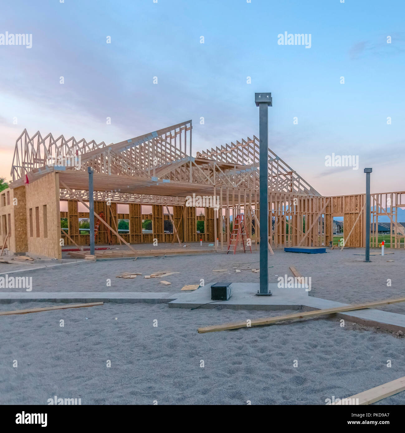 An open construction yard of new buildings square Stock Photo - Alamy