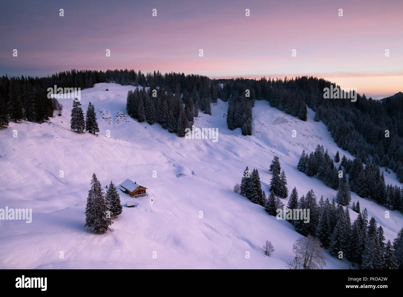 Beautiful sunrise over snowy alps hi-res stock photography and images ...