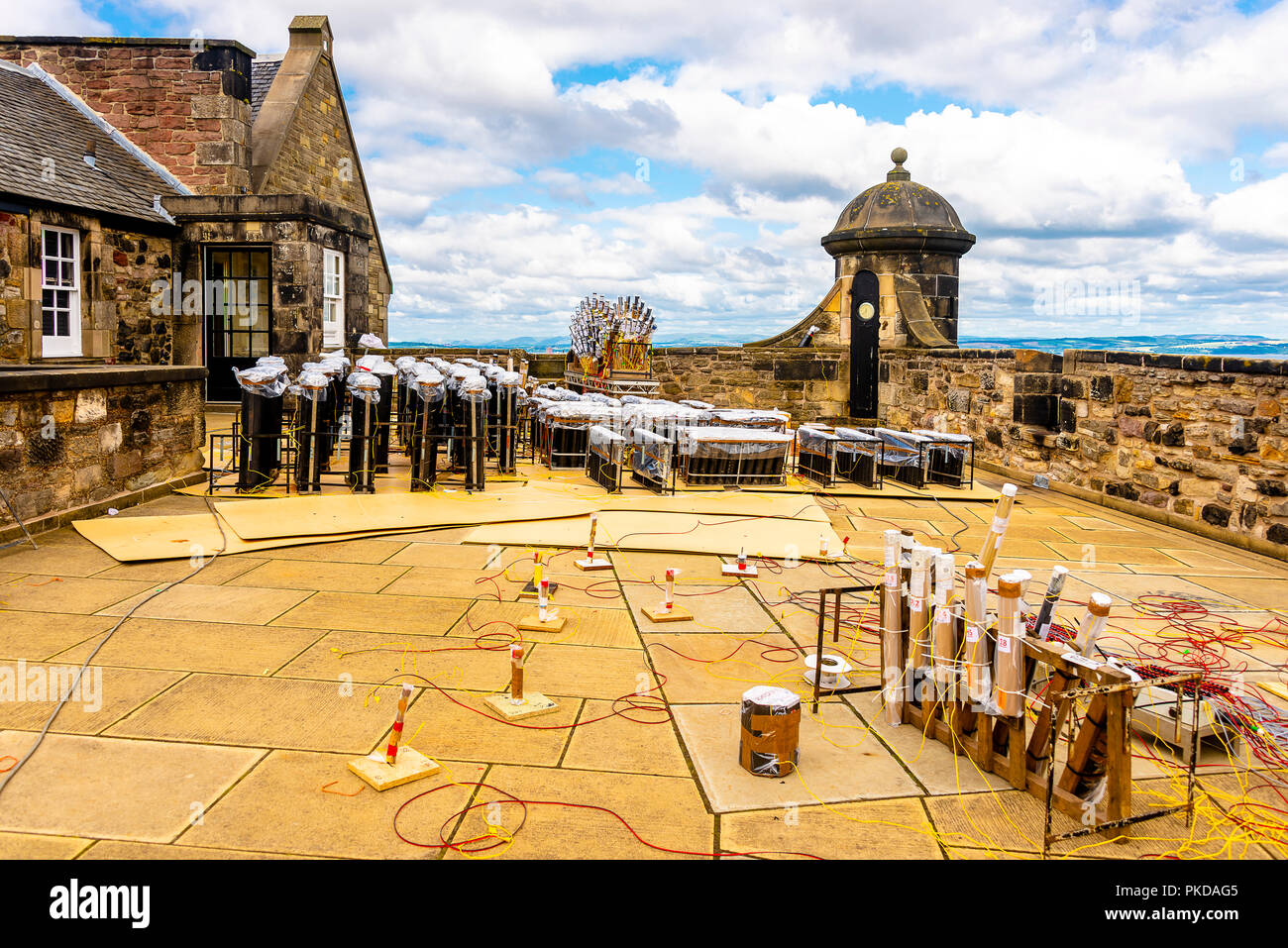 Edinburgh, 25 Aug 2018: Firework preparation at Edinburgh Castle for ...