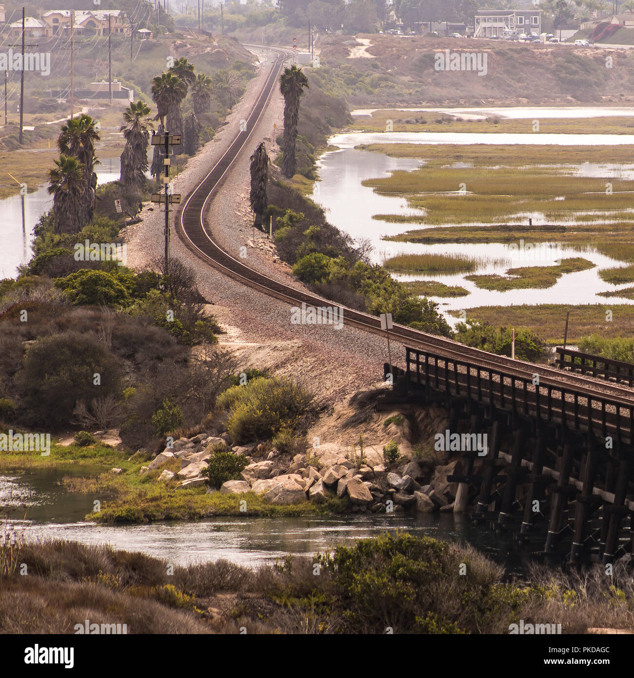 Bridge over the lagoon in Carlsbad Stock Photo - Alamy