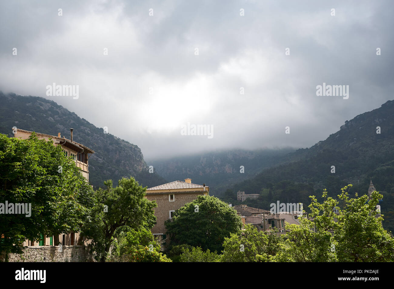 Mallorca Valdemossa typical landscape with mist Stock Photo - Alamy