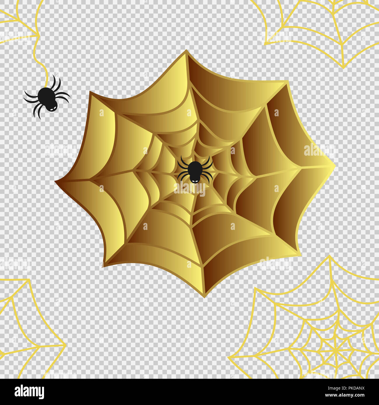 Seamless pattern of black spider with white eyes and yellow gold spider ...