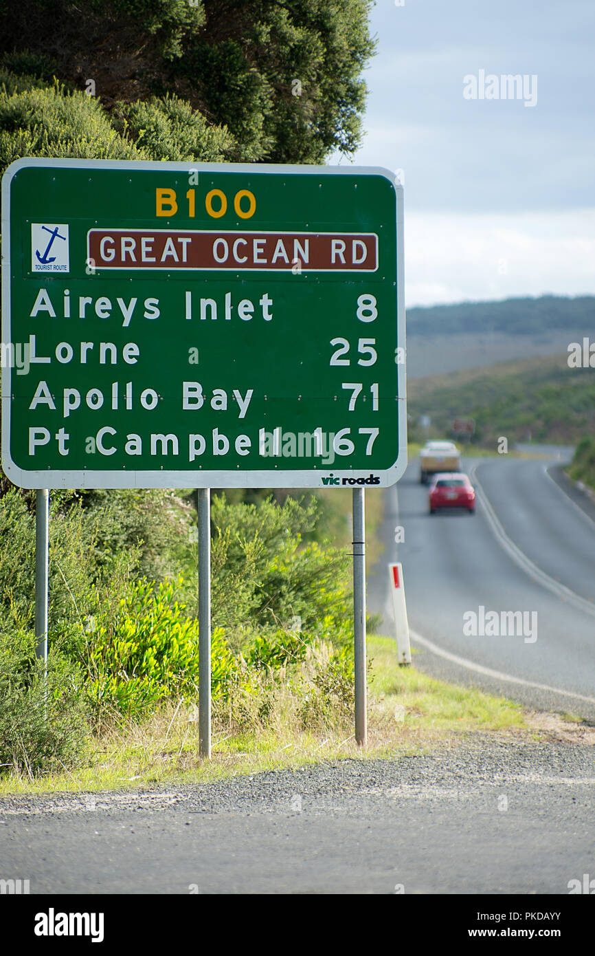 Road Sign, Great Ocean Road Stock Photo - Alamy