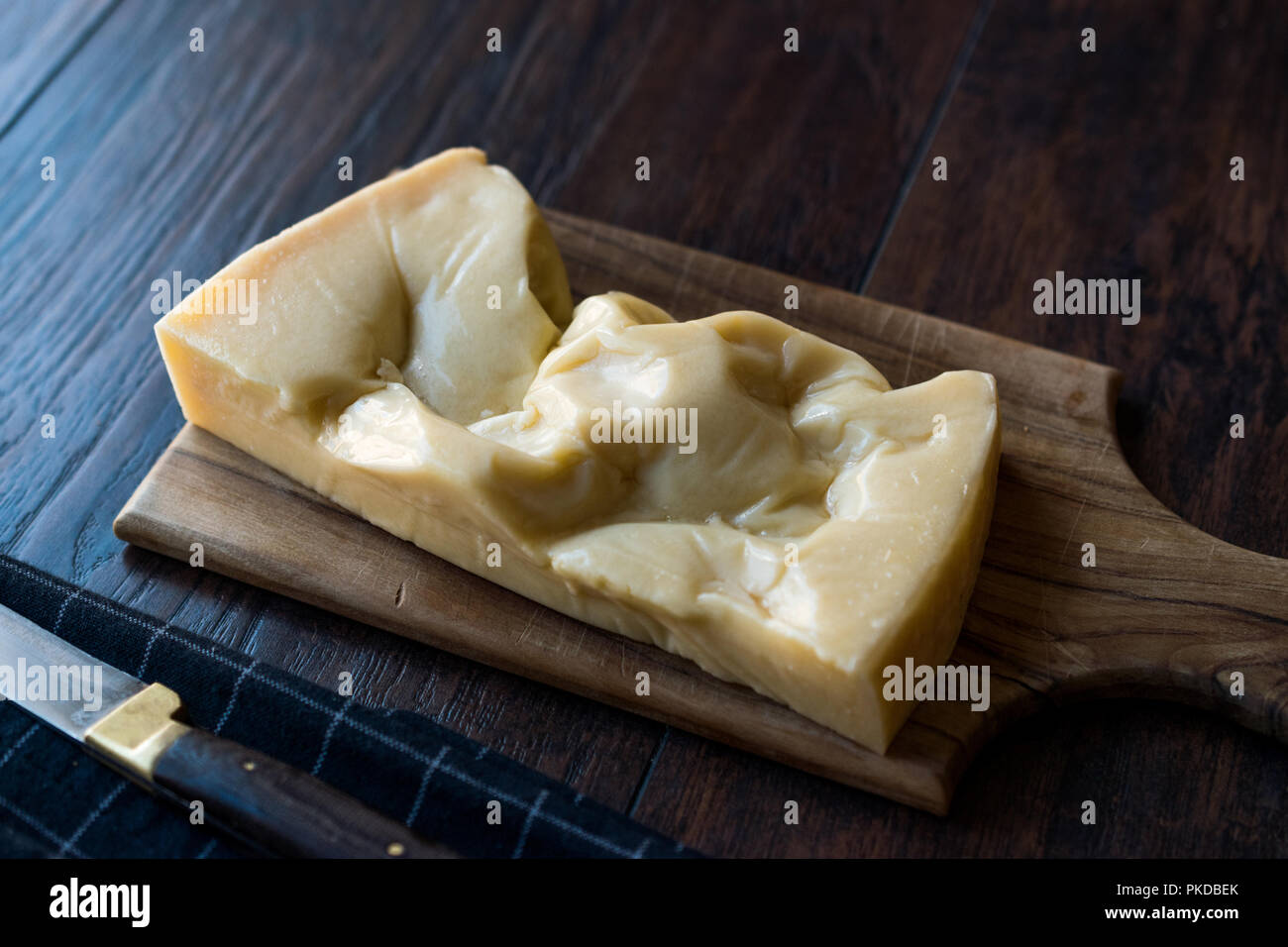 Turkish Traditional Gravyer / Gruyere Cheese From Kars on Wooden ...