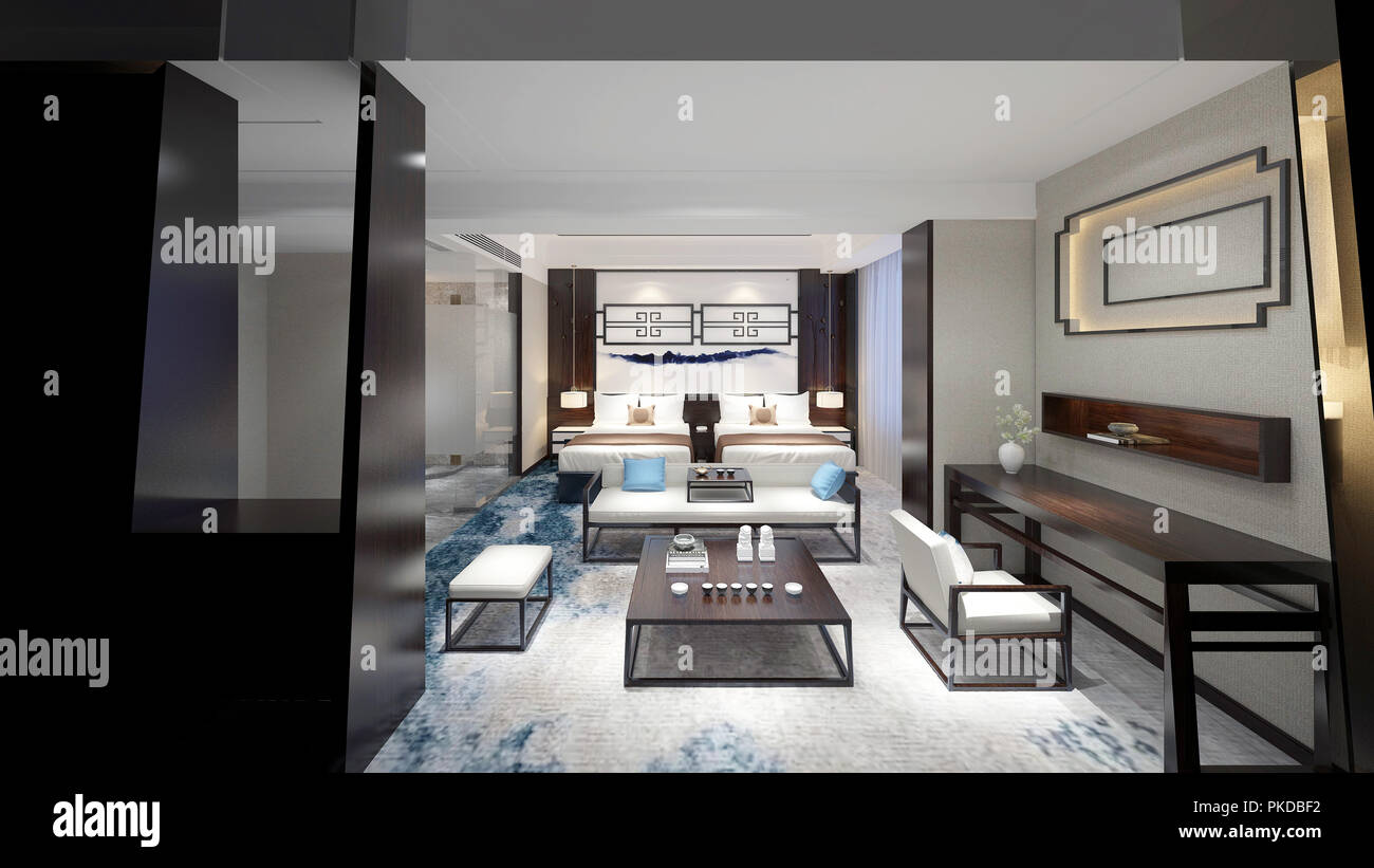 3d render of hotel room Stock Photo - Alamy