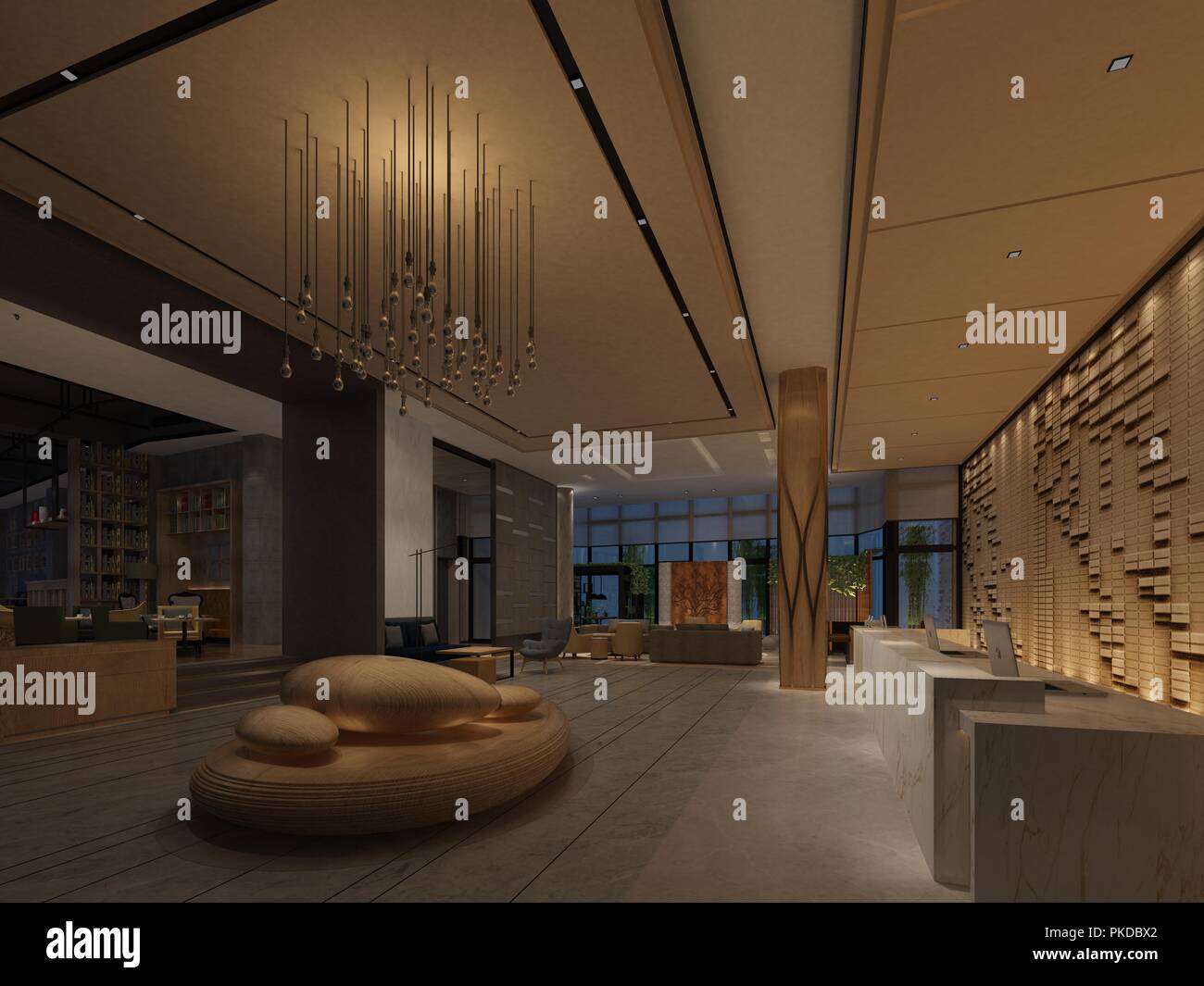 3d render of hotel reception lobby Stock Photo - Alamy
