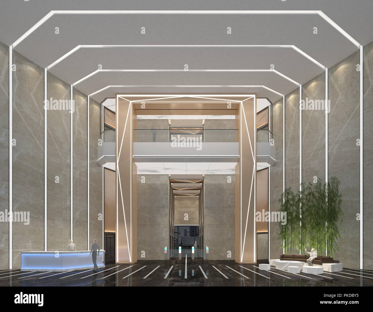 3d render of hotel reception lobby Stock Photo - Alamy