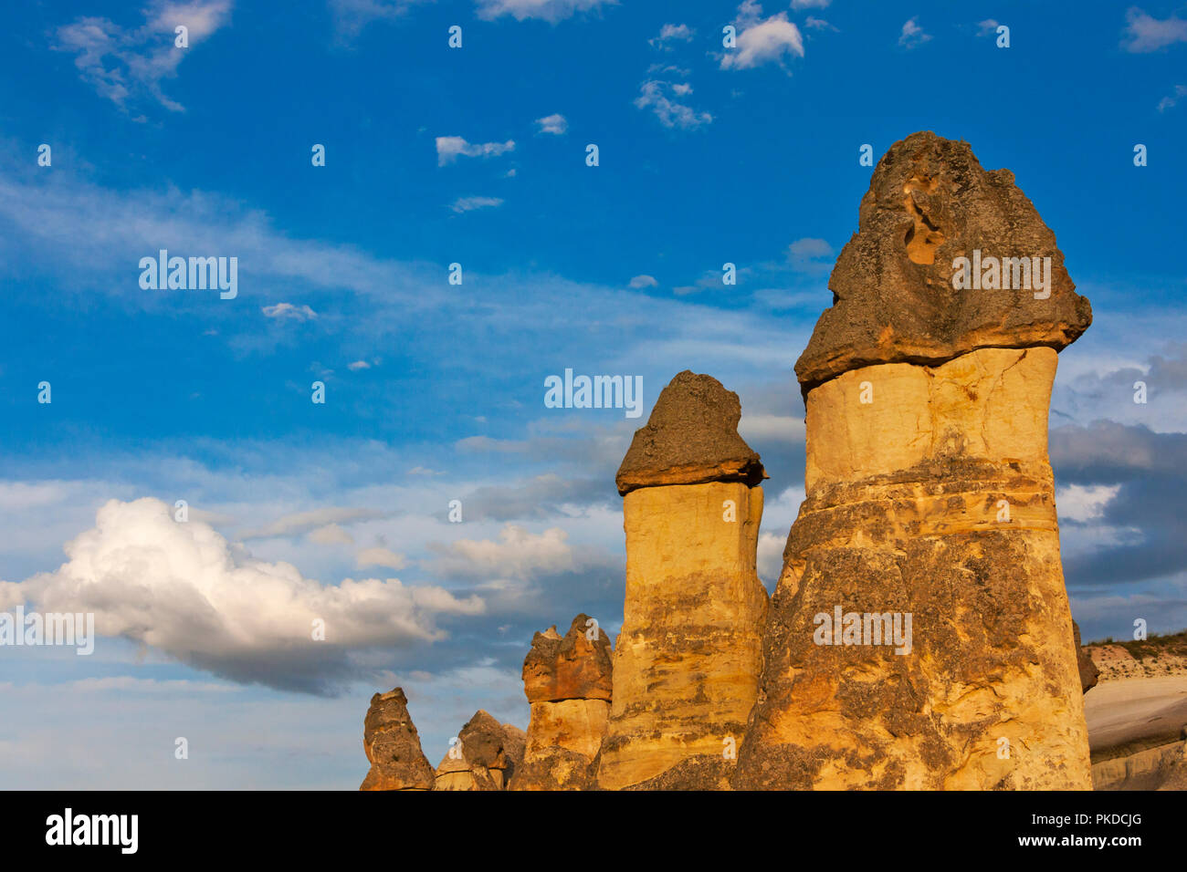 Fairy chimney rock formation in Goreme at sunset, Cappadocia (UNESCO ...