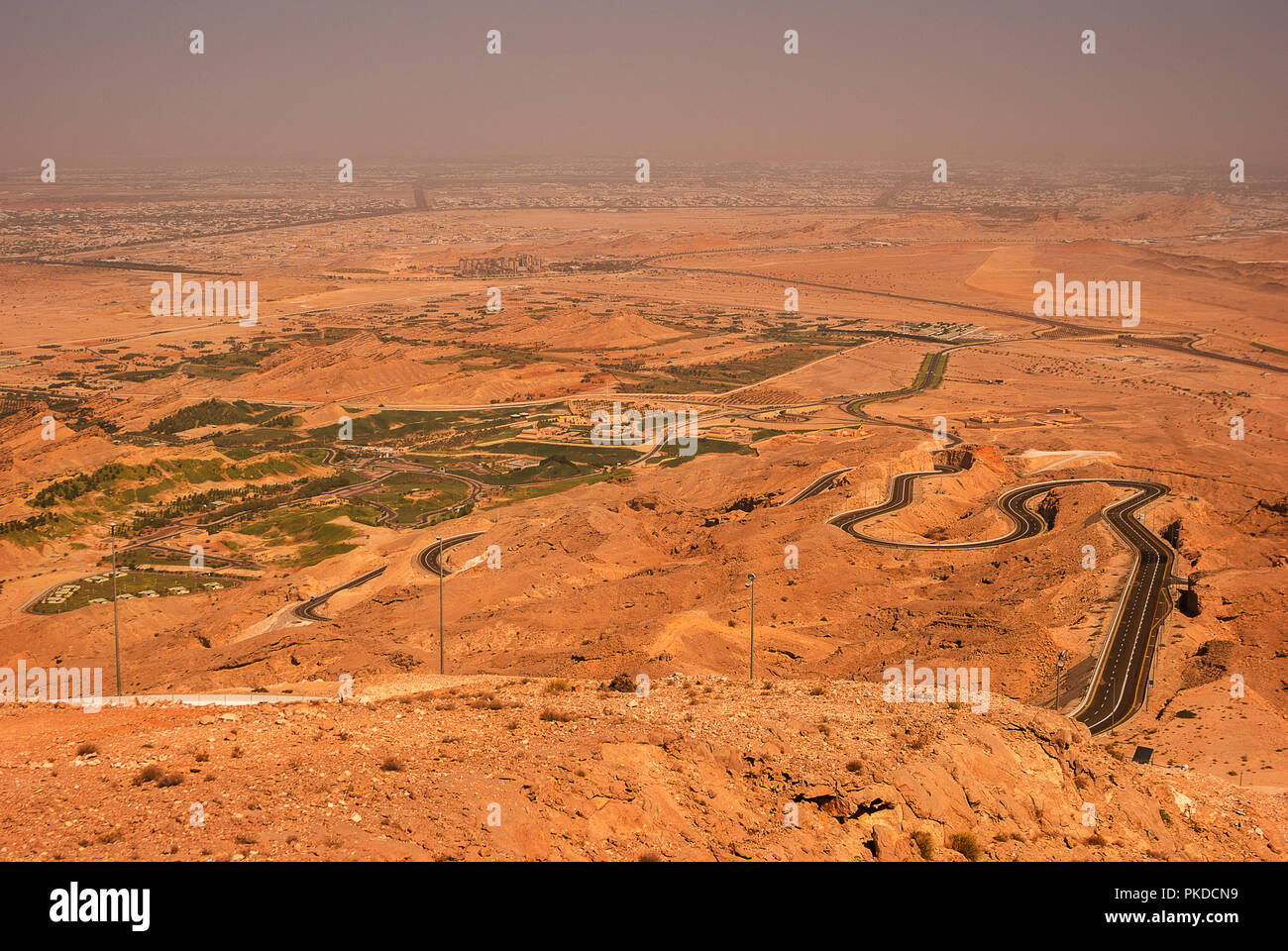 View of Green Mubazzarah from the peak of Jebel Hafeet in Al Ain United ...