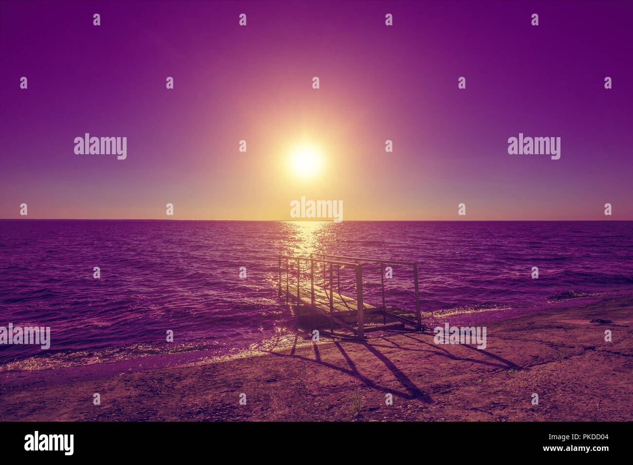 Marine landscape. Sunset over the sea Stock Photo - Alamy