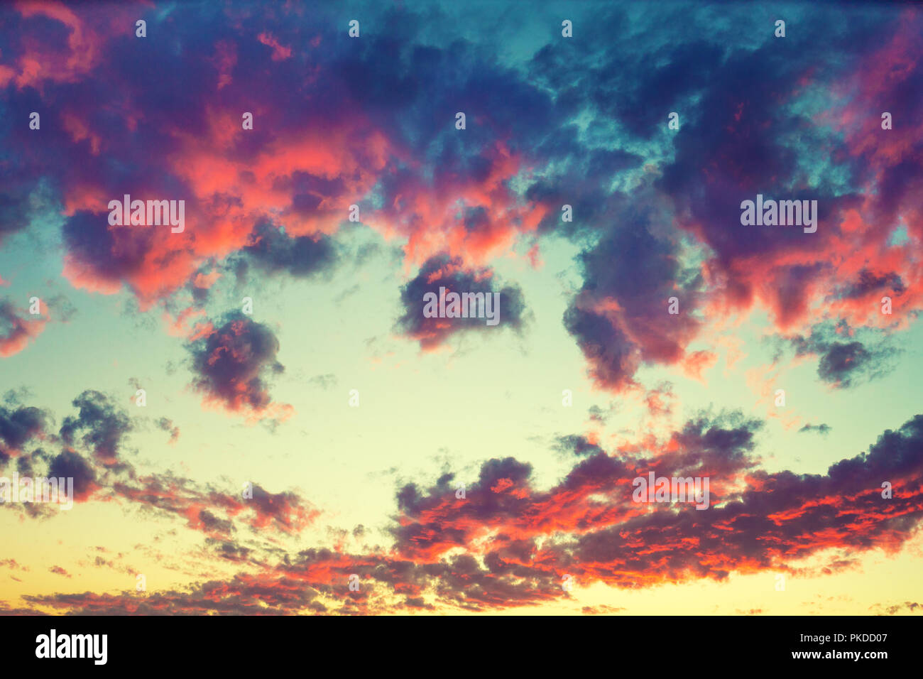 Colorful dramatic evening sky with beautiful clouds. Gradient color ...