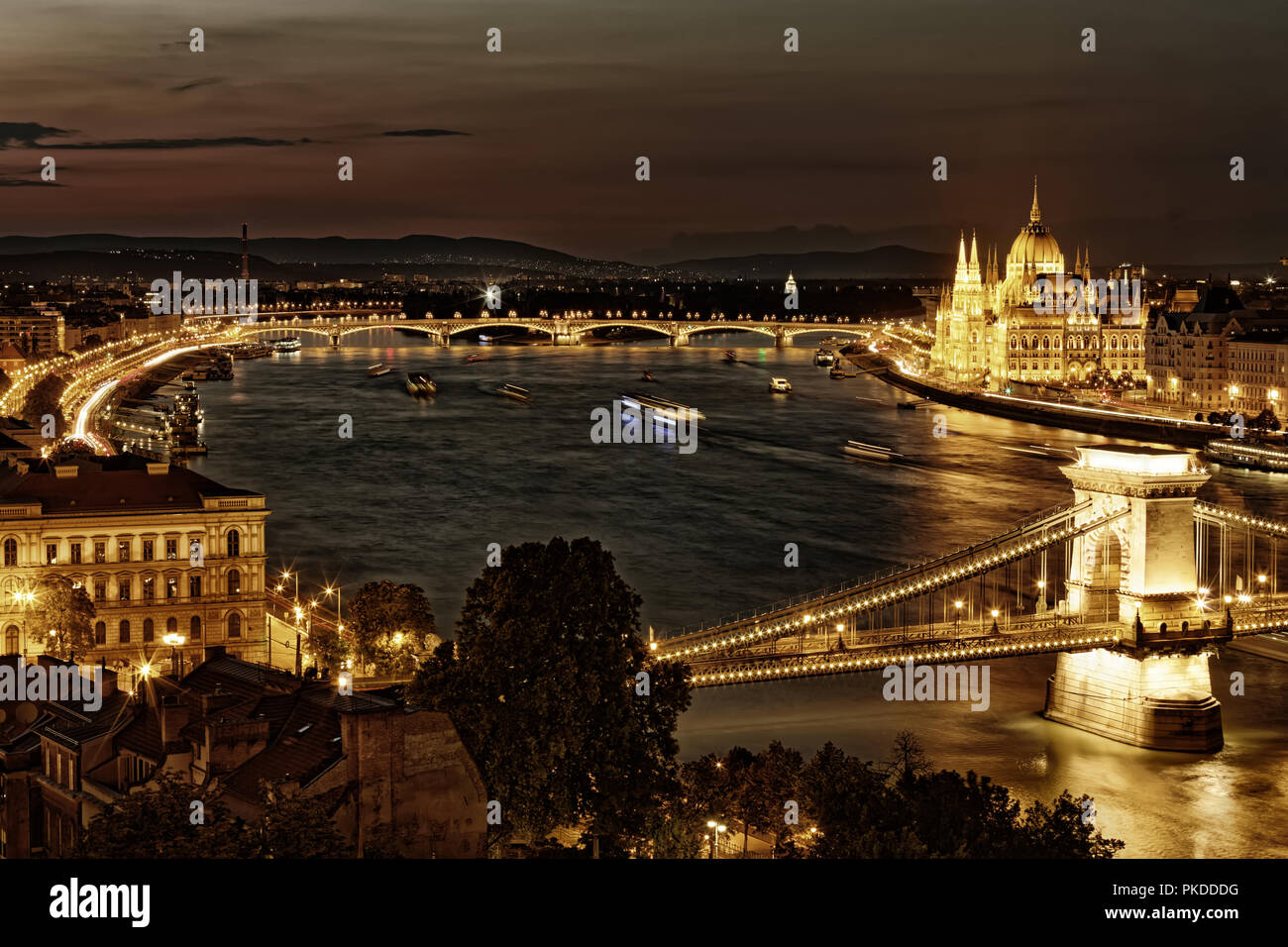 Budapest city night view Stock Photo - Alamy