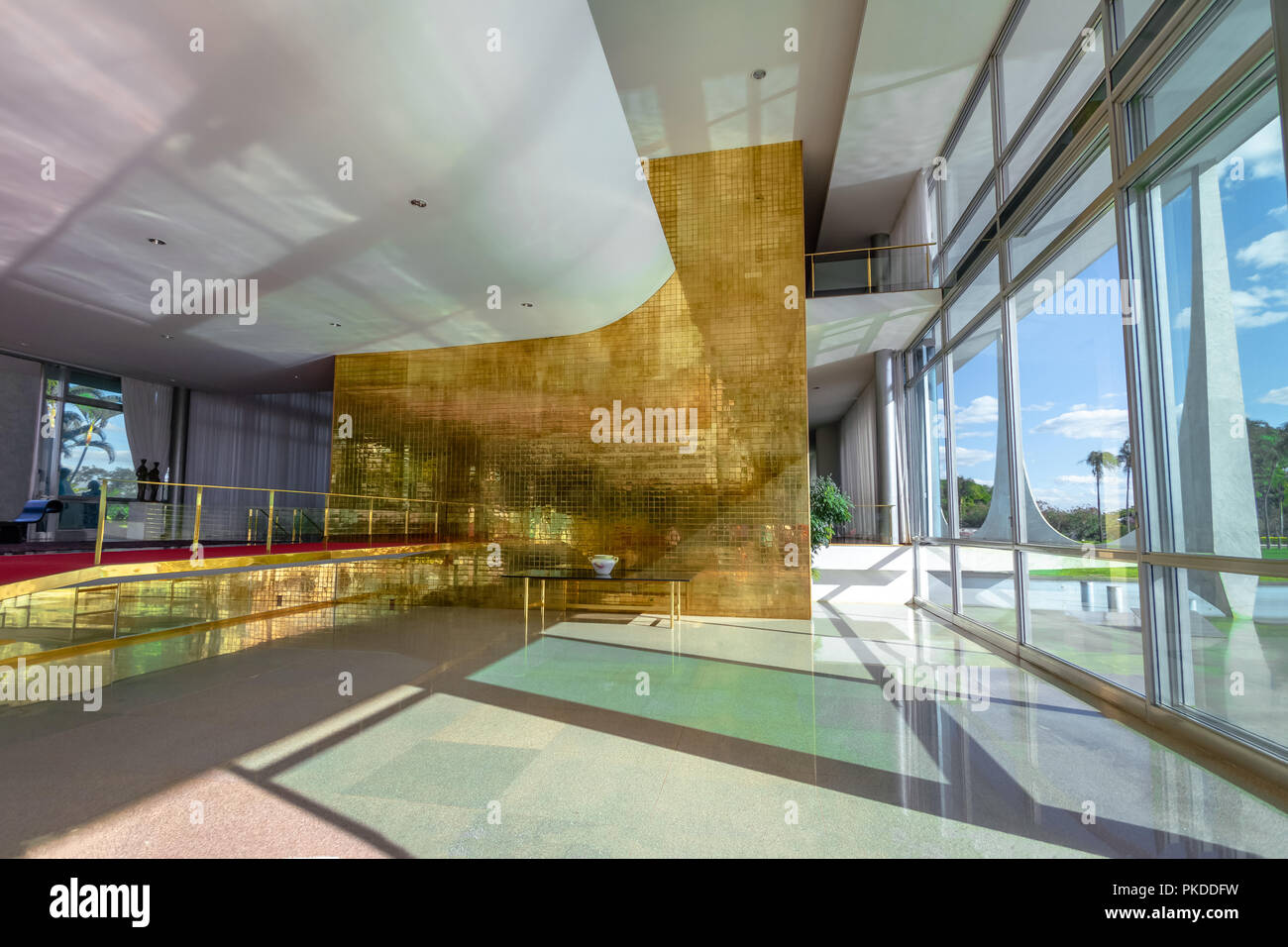 Entrance Hall and gold wall - Brasilia, Distrito Federal, Brazil Stock ...