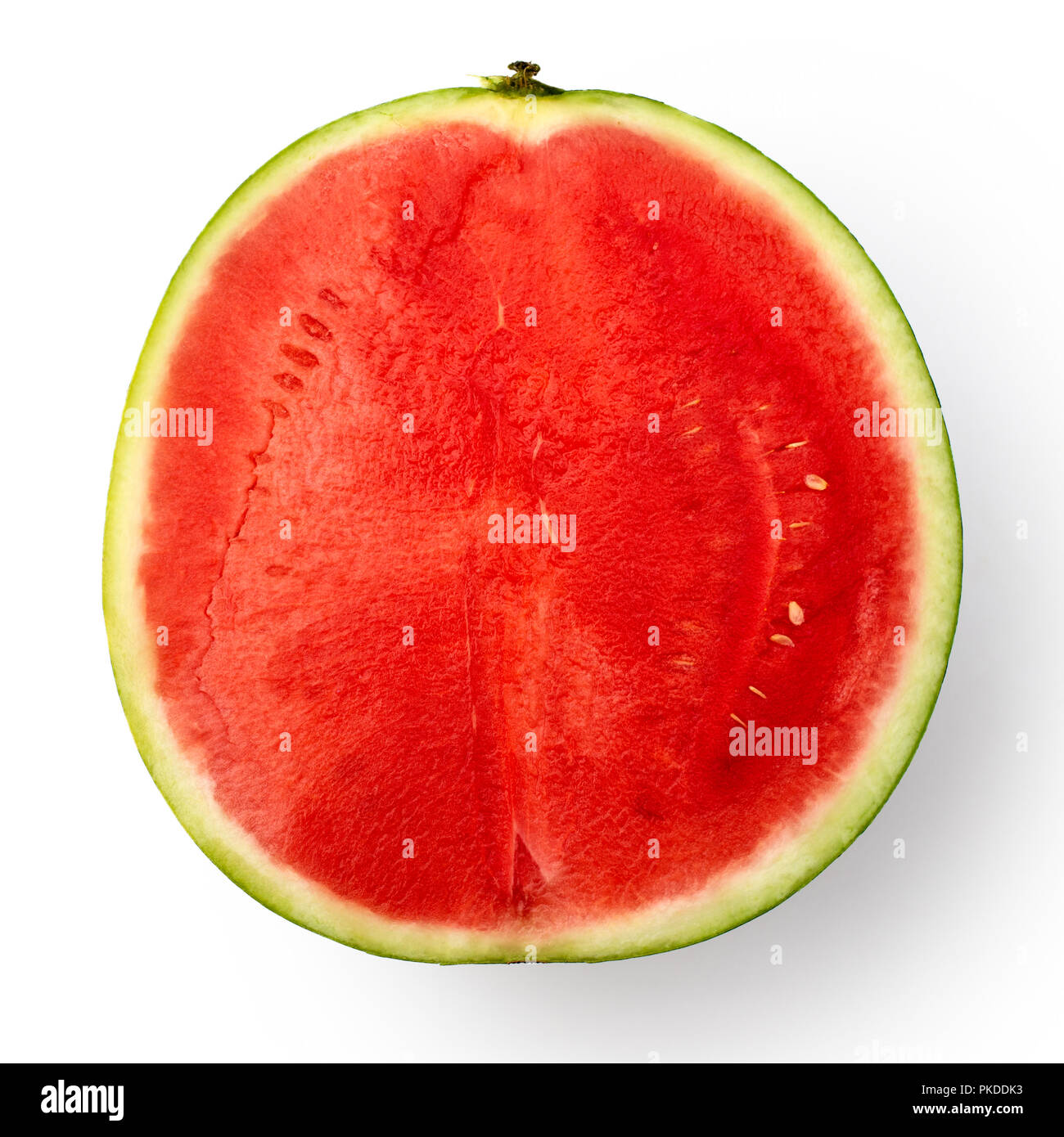 Half of seedless watermelon isolated on white from above Stock Photo ...