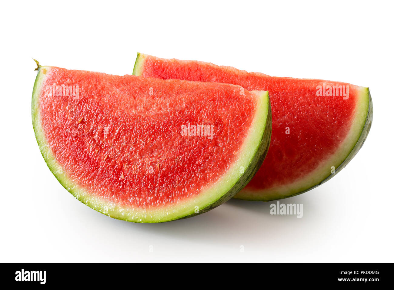 Two wedges od seedless watermelon isolated on white Stock Photo - Alamy