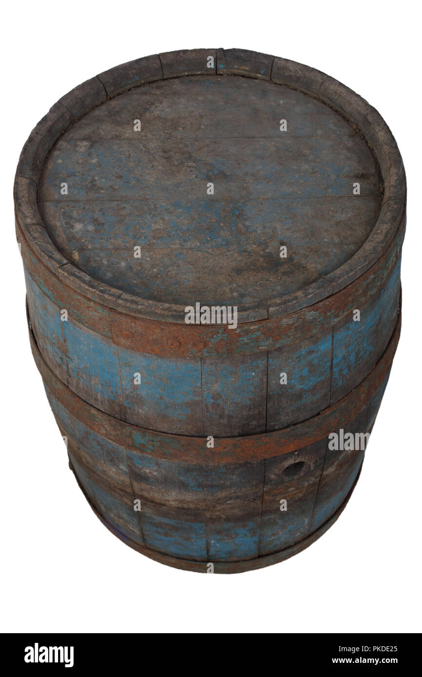 old rusty wooden barrel isolated on white Stock Photo - Alamy
