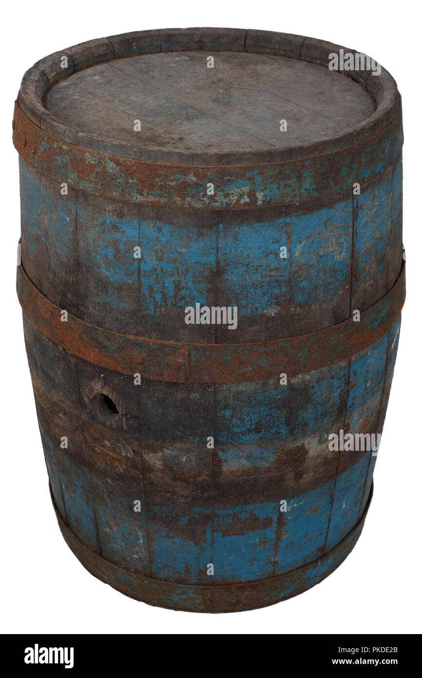 old rusty wooden barrel isolated on white Stock Photo - Alamy