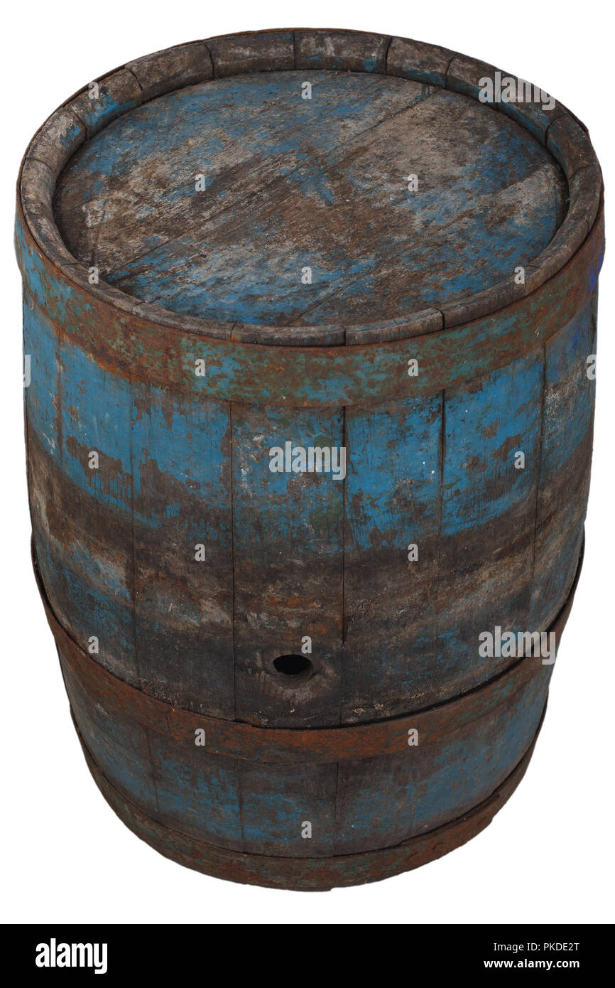 old rusty wooden barrel isolated on white Stock Photo - Alamy