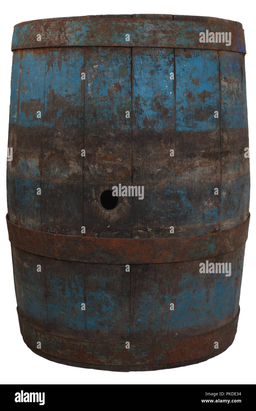 old rusty wooden barrel isolated on white Stock Photo - Alamy