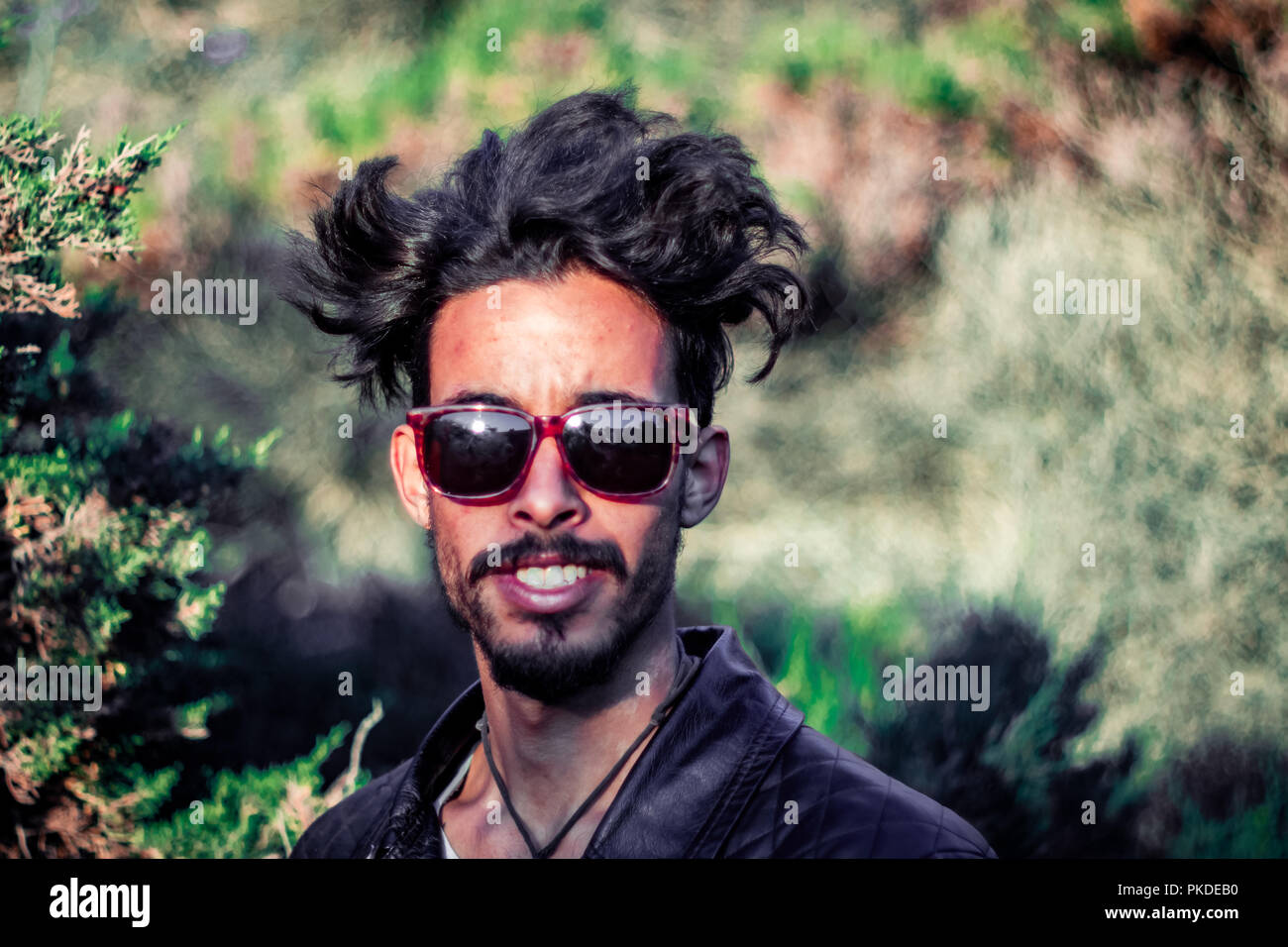 male head shot men man moroccan rasta hat hair Stock Photo - Alamy
