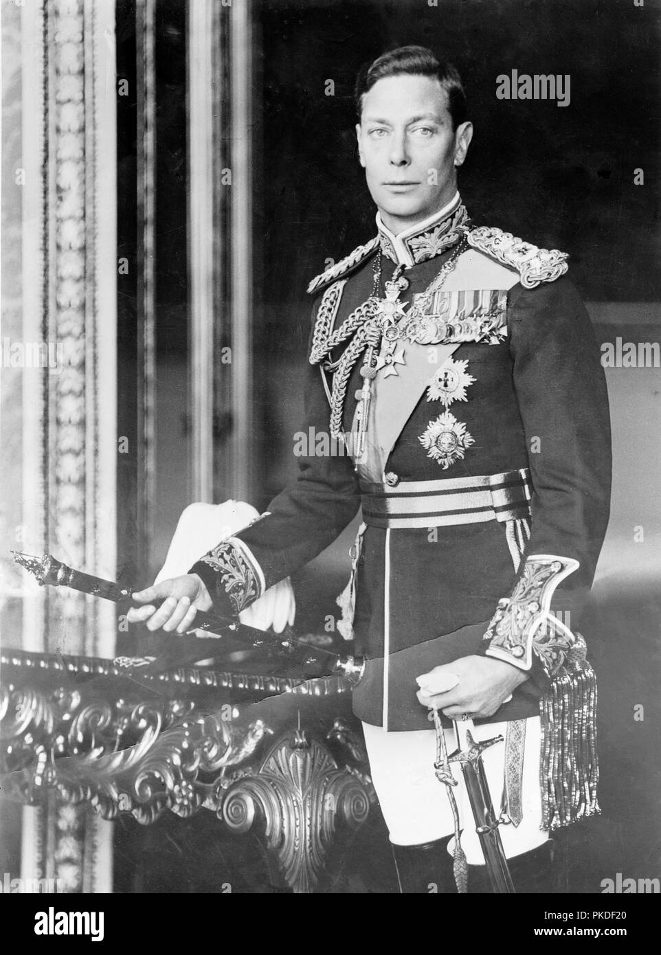 Vintage portrait of king george vi of great britain hi-res stock ...