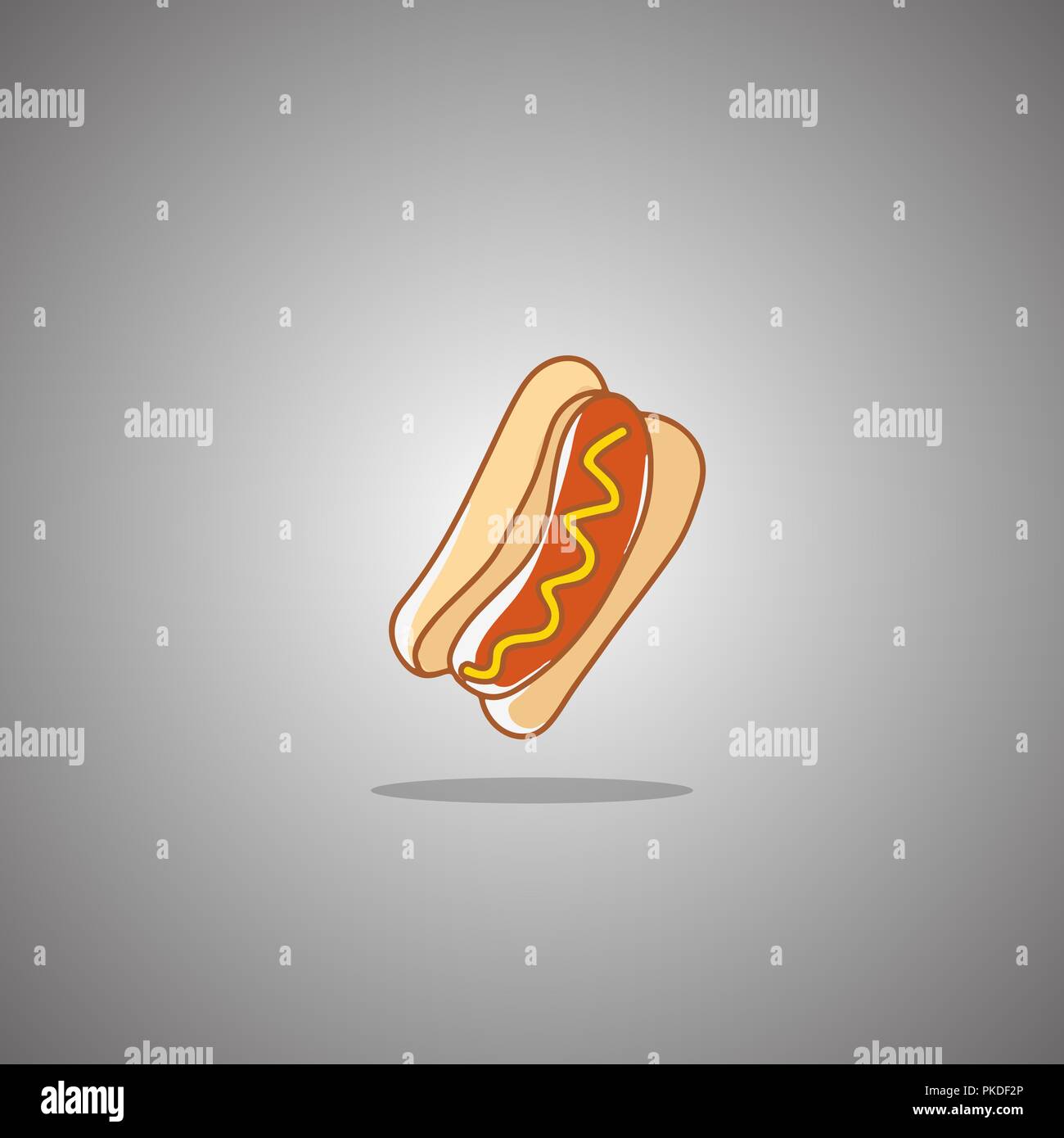 Hot dog. Vector illustration. Gray background with gradient Stock ...