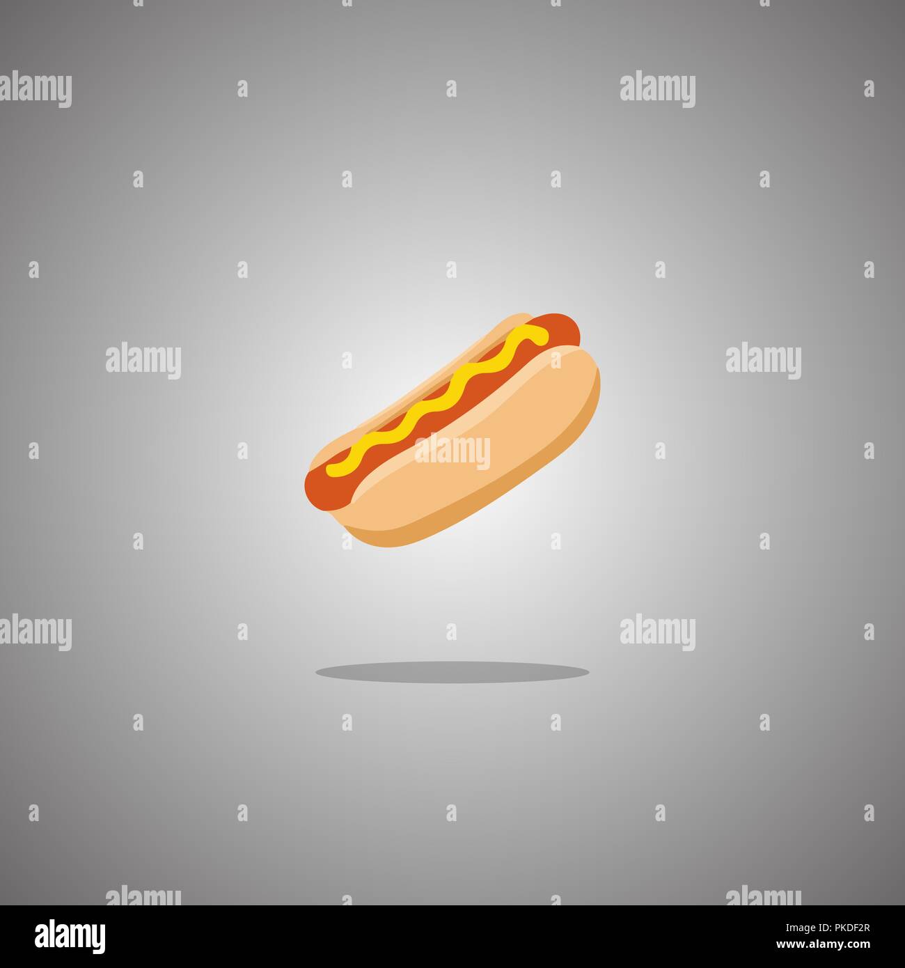 Hot dog. Vector illustration. Gray background with gradient Stock ...
