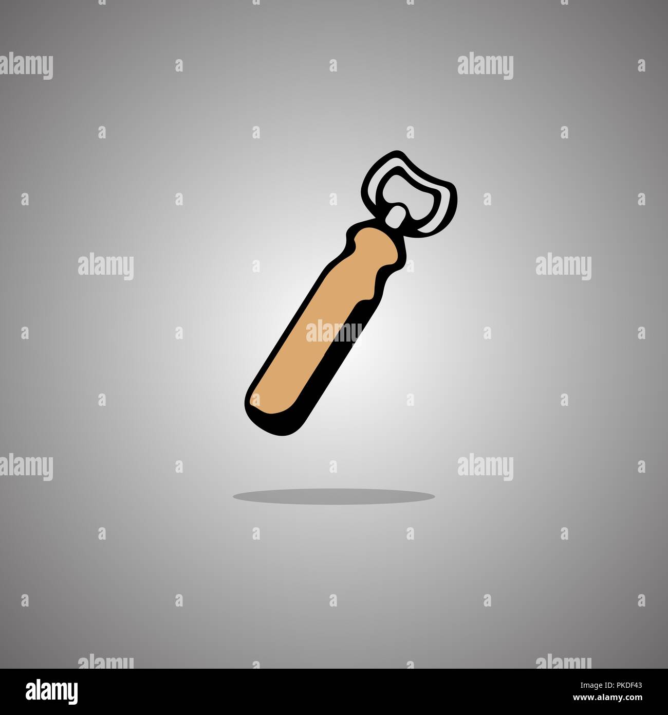 Opener beer. Vector illustration. Gray background with gradient Stock ...