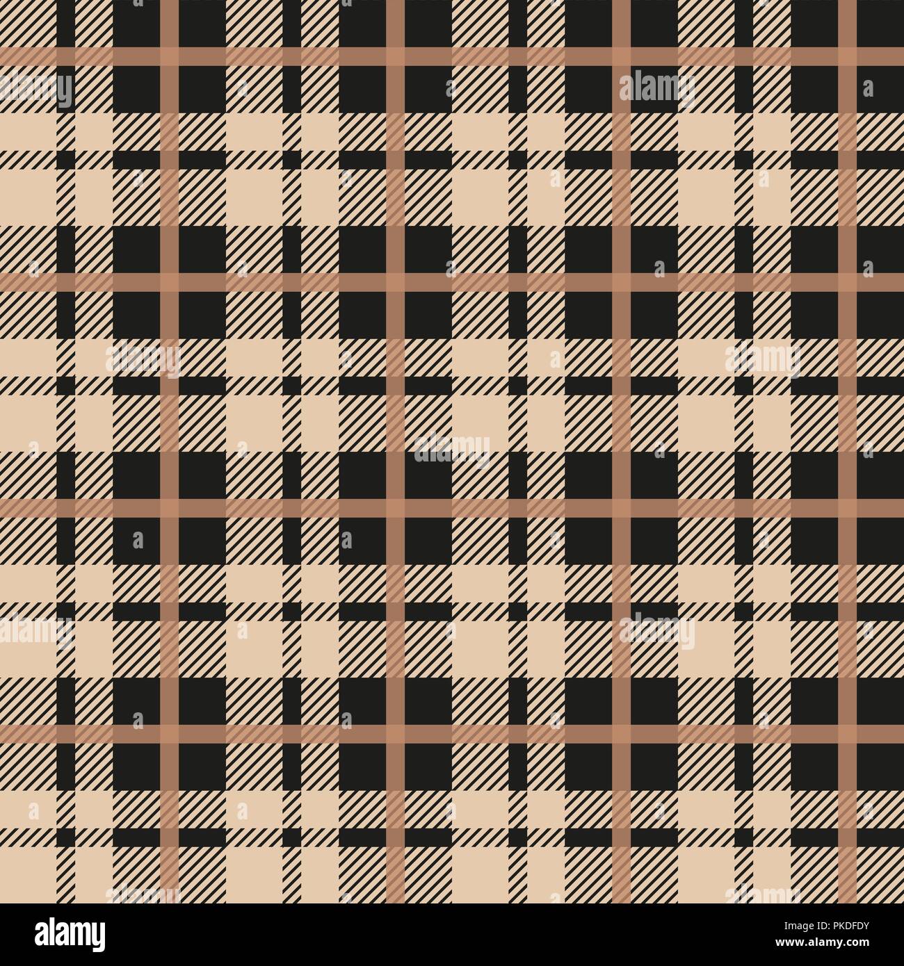 Check brown beige textile seamless pattern. Vector illustration. EPS 10 ...