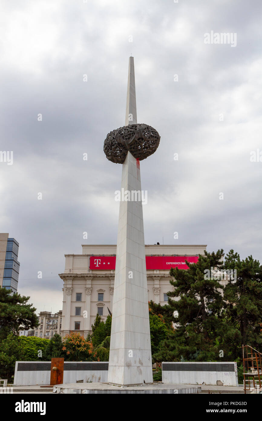 The Memorial of Rebirth, Revolution Square, with the former Central ...