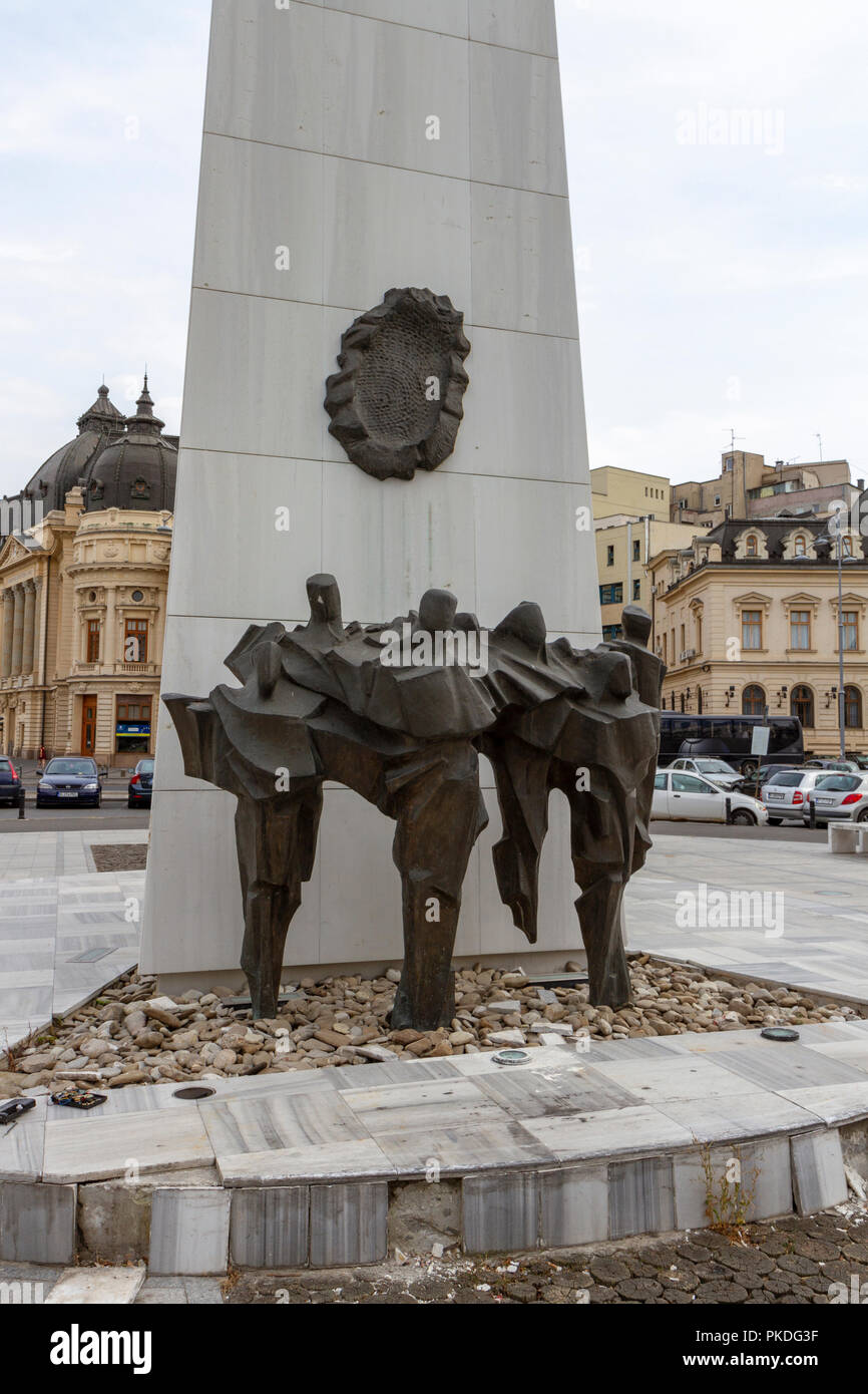 The Memorial of Rebirth, Revolution Square, with the former Central ...