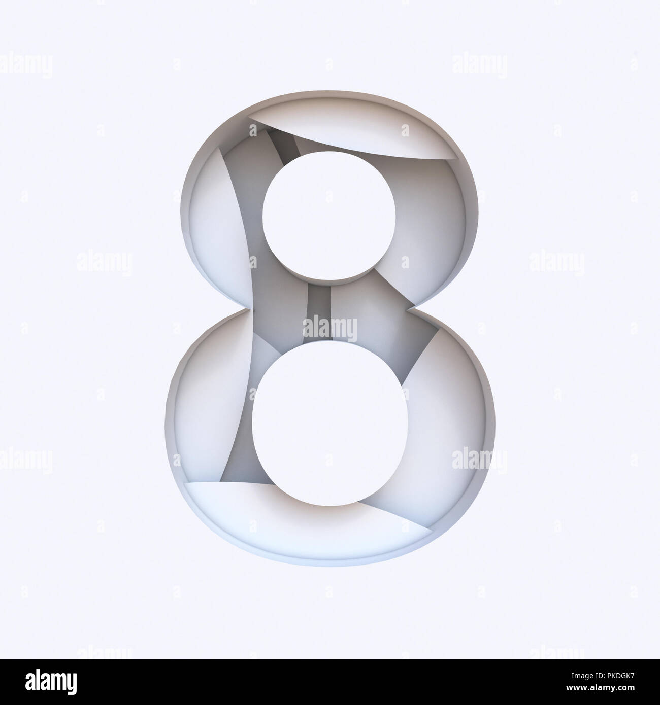 White abstract layers font Number 8 EIGHT 3D render illustration ...