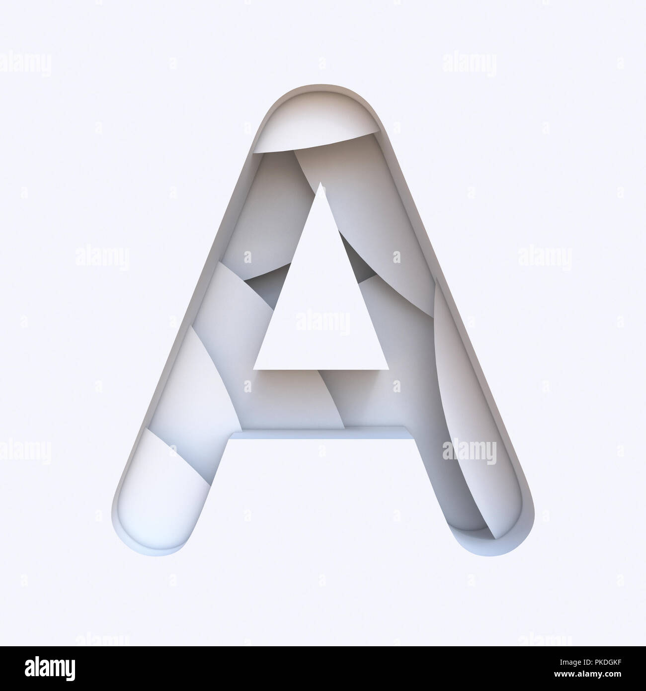 White abstract layers font Letter A 3D render illustration isolated on ...