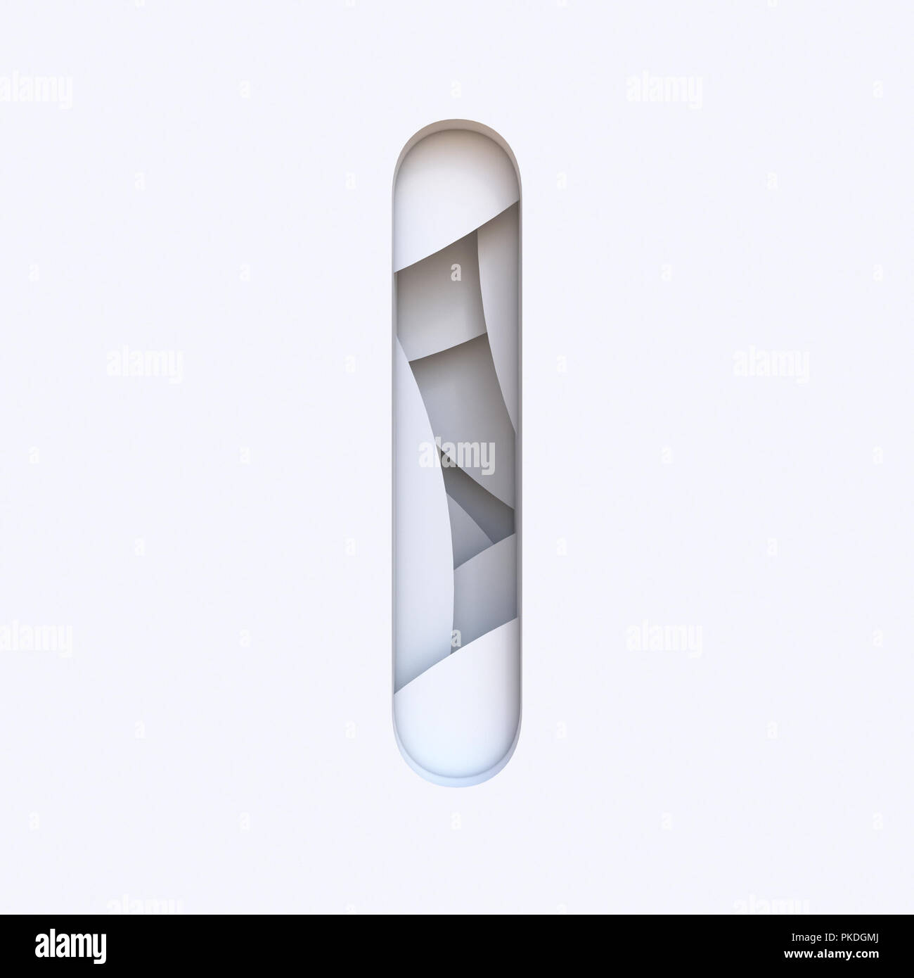 White abstract layers font Letter I 3D render illustration isolated on ...