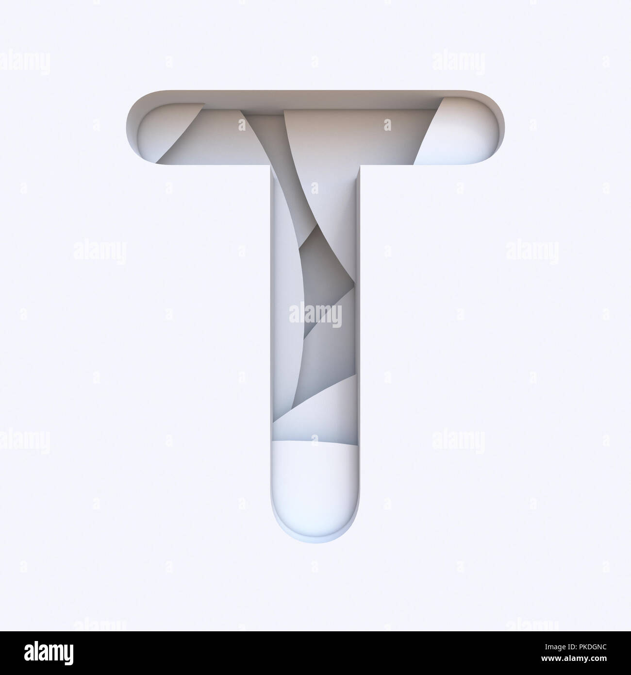 White abstract layers font Letter T 3D render illustration isolated on ...