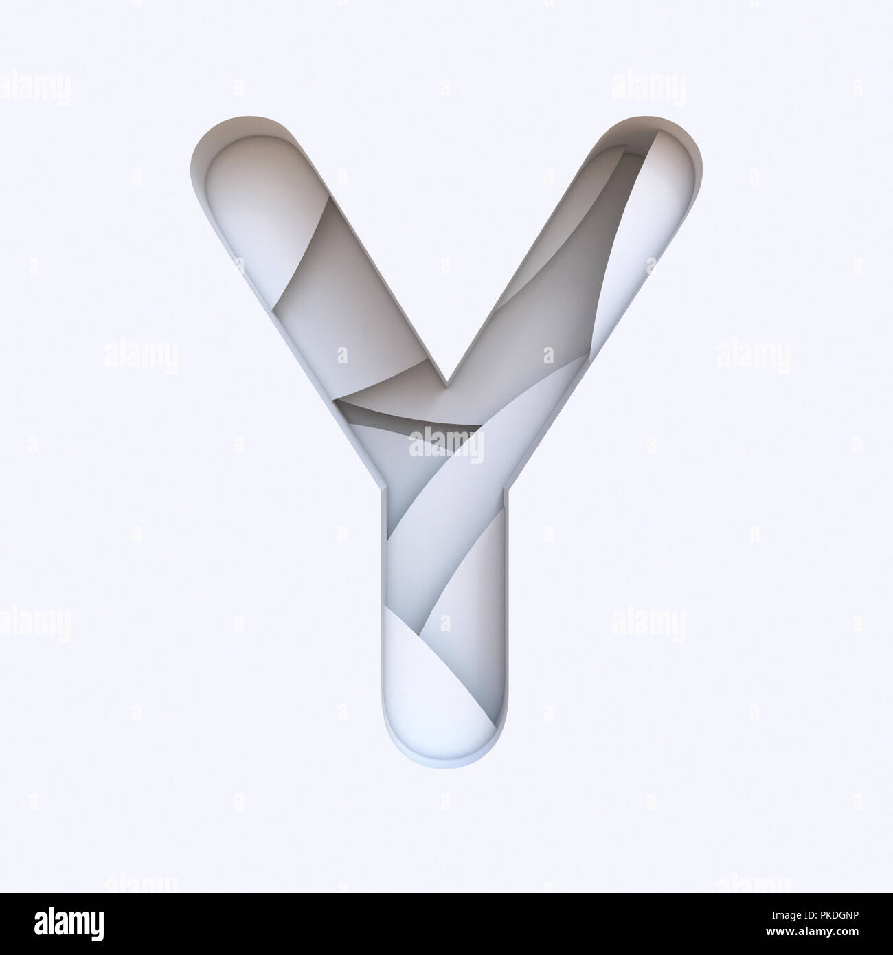 White abstract layers font Letter Y 3D render illustration isolated on ...