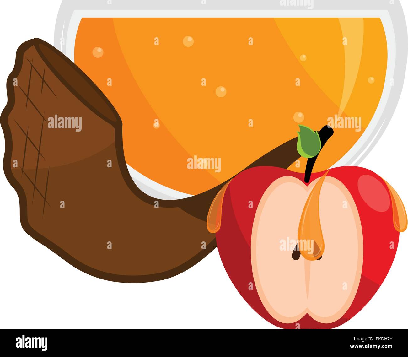 Honey jar with an apple and a shofar. Rosh hashanah. Vector illustration Stock Vector Image ...
