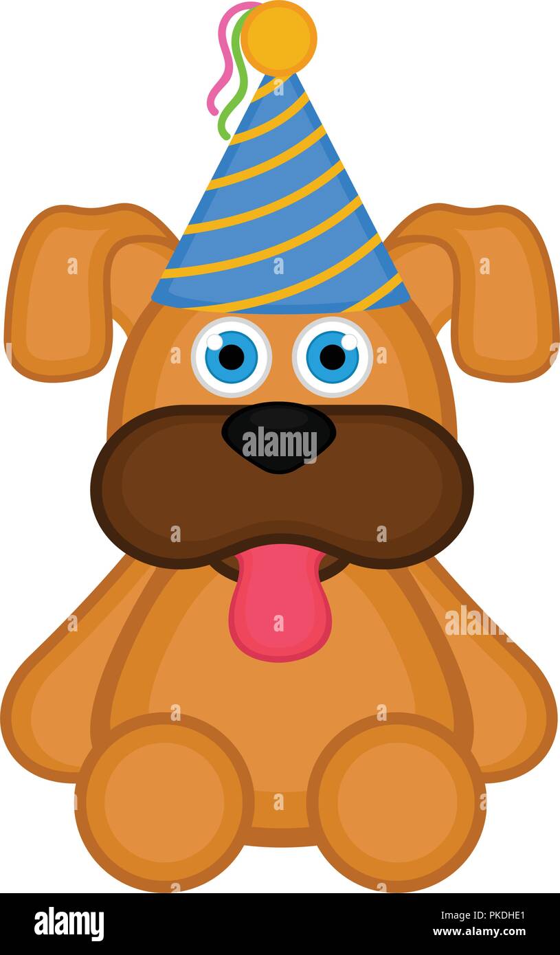 Cute dog with party hat icon. Vector illustration design Stock Vector ...