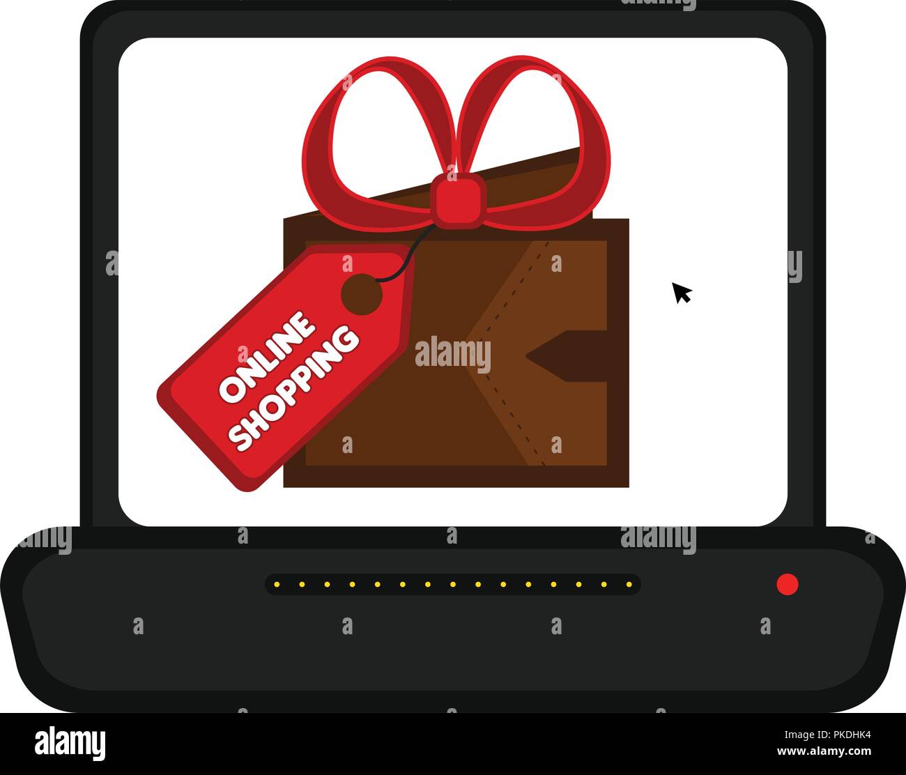 Laptop displaying a gift. Online shopping. Vector illustration design ...