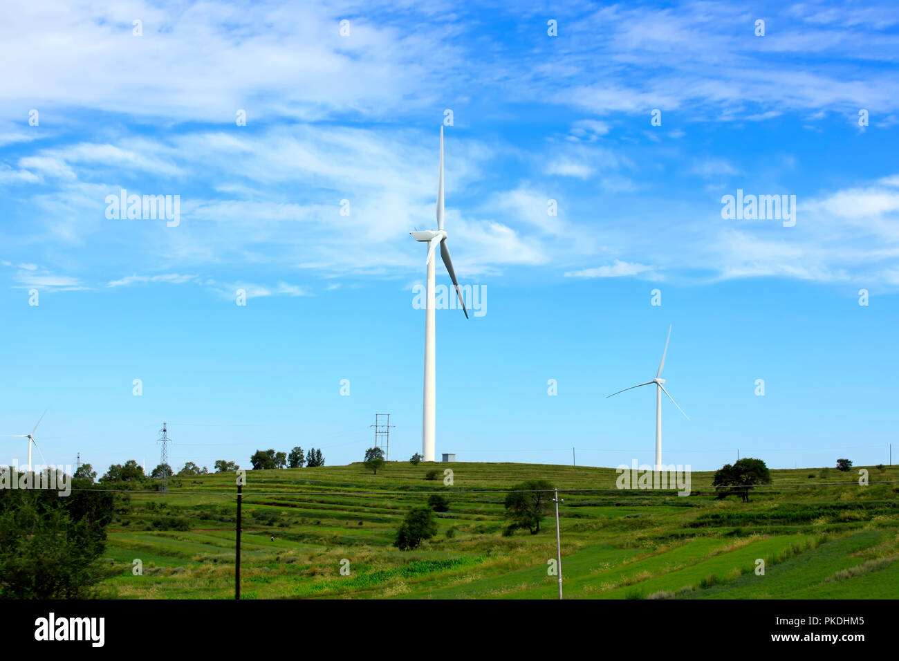 Wind power tower on the grassland Stock Photo - Alamy