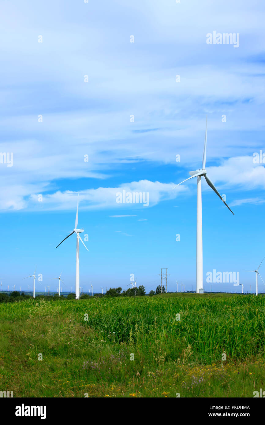 Wind power tower on the grassland Stock Photo - Alamy