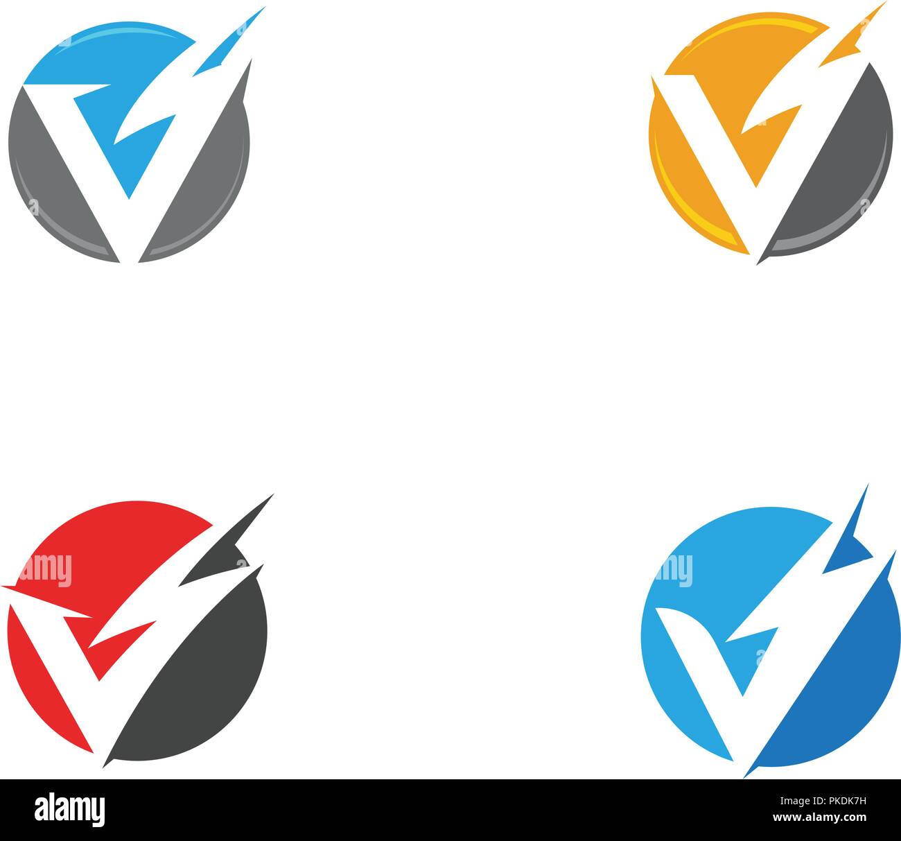 V Letter Lightning Logo Template vector icon illustration design Stock ...
