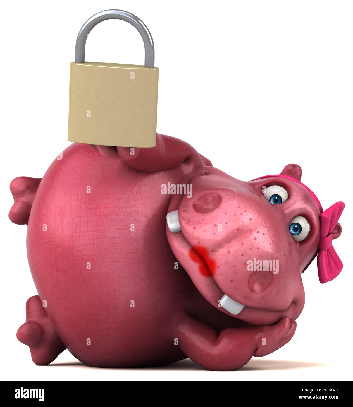 Pink Hippo - 3D Illustration Stock Photo - Alamy